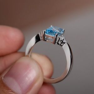 Jewelry | New Blue Cz Cubic Zircon Stone Silver Ring | Poshmark